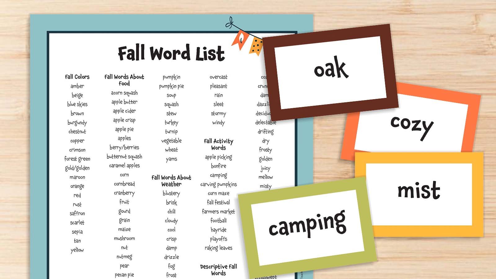 175+ Festive Fall Words (Free Printable List and Cards) - May 2024