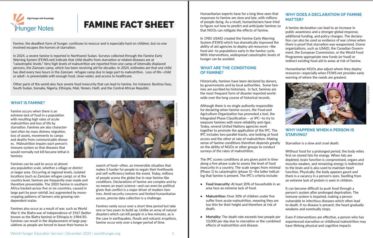 Hunger Notes’ New Fact Sheet about Famine - April 2025