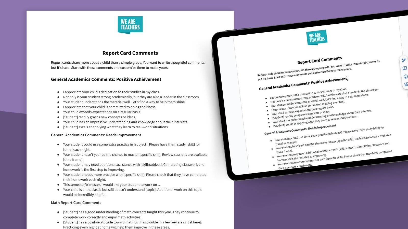 168 Report Card Comments, Plus Writing Tips (Free Printables ...