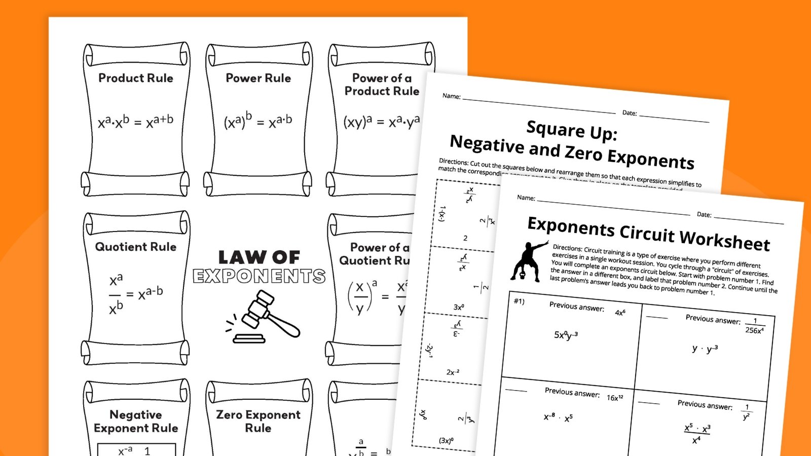 Free Printable Exponents Worksheet Bundle - May 2025