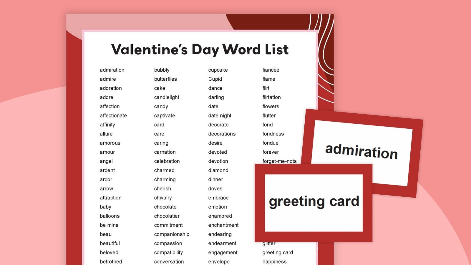 200 Valentine’s Day Words for Writing and More (Free Printables) - July ...