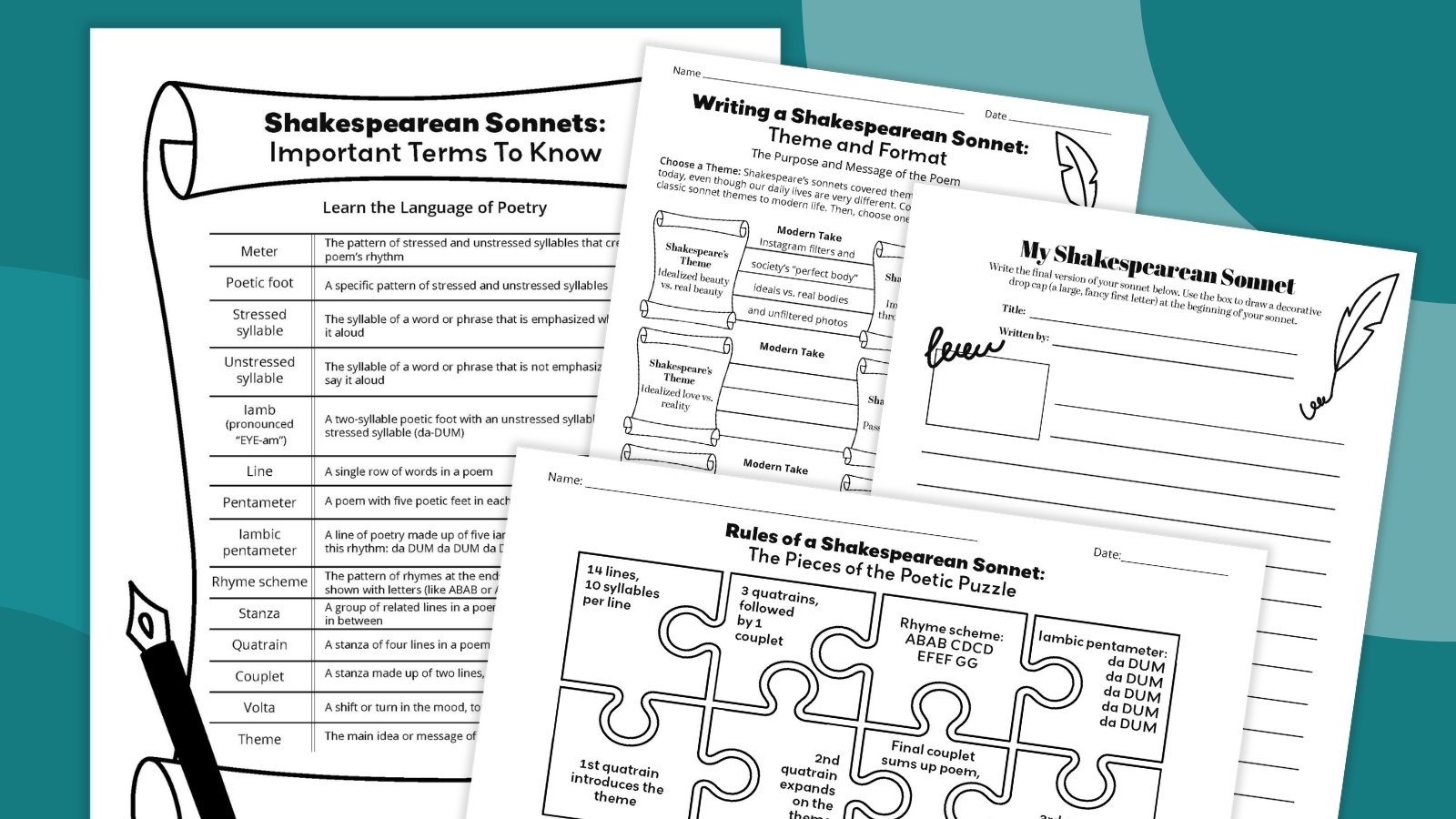 Free Printable Shakespearean Sonnet Template Bundle - July 2026